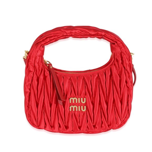 Miu Miu | Bags | Miu Miu Red Matelasse Satin Mini Wander Hobo | Poshmark